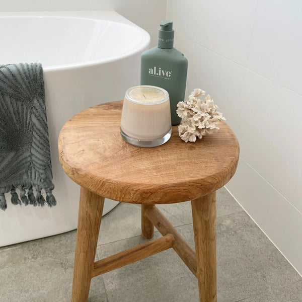 Rustic Teak Stool – MeCo Interiors